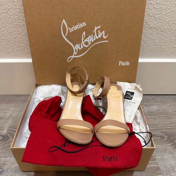 Christian Louboutin | Shoes | Christian Louboutin Tan Heeled Sandals ...